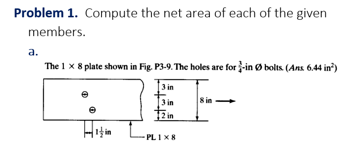 Solved Problem 1. Compute the net area of each of the given | Chegg.com