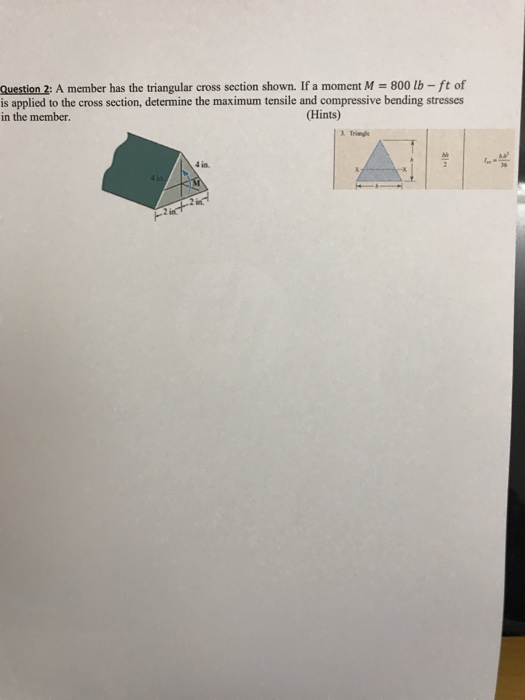Solved A member has the triangular cross section shown. If a | Chegg.com