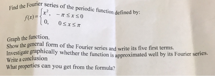 Solved d the Fourier series of the periodic function defined | Chegg.com