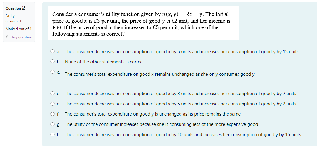 Solved Consider a consumer's utility function given by | Chegg.com