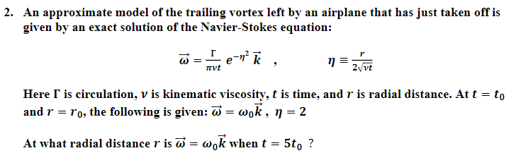 Solved An approximate model of the trailing vortex left by | Chegg.com