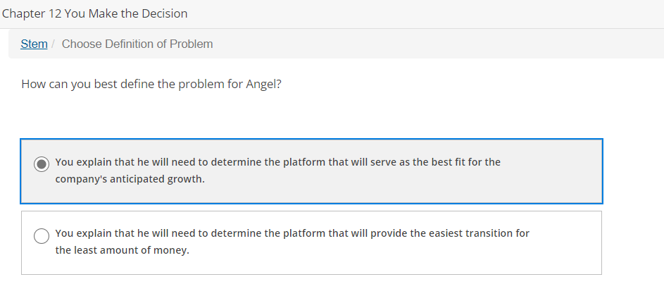 Solved Chapter 12 You Make the Decision You've just been | Chegg.com