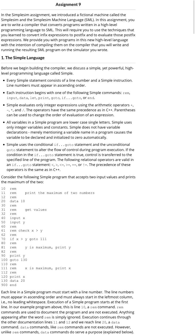 Assignment 9 In the Simplesim assignment, we | Chegg.com
