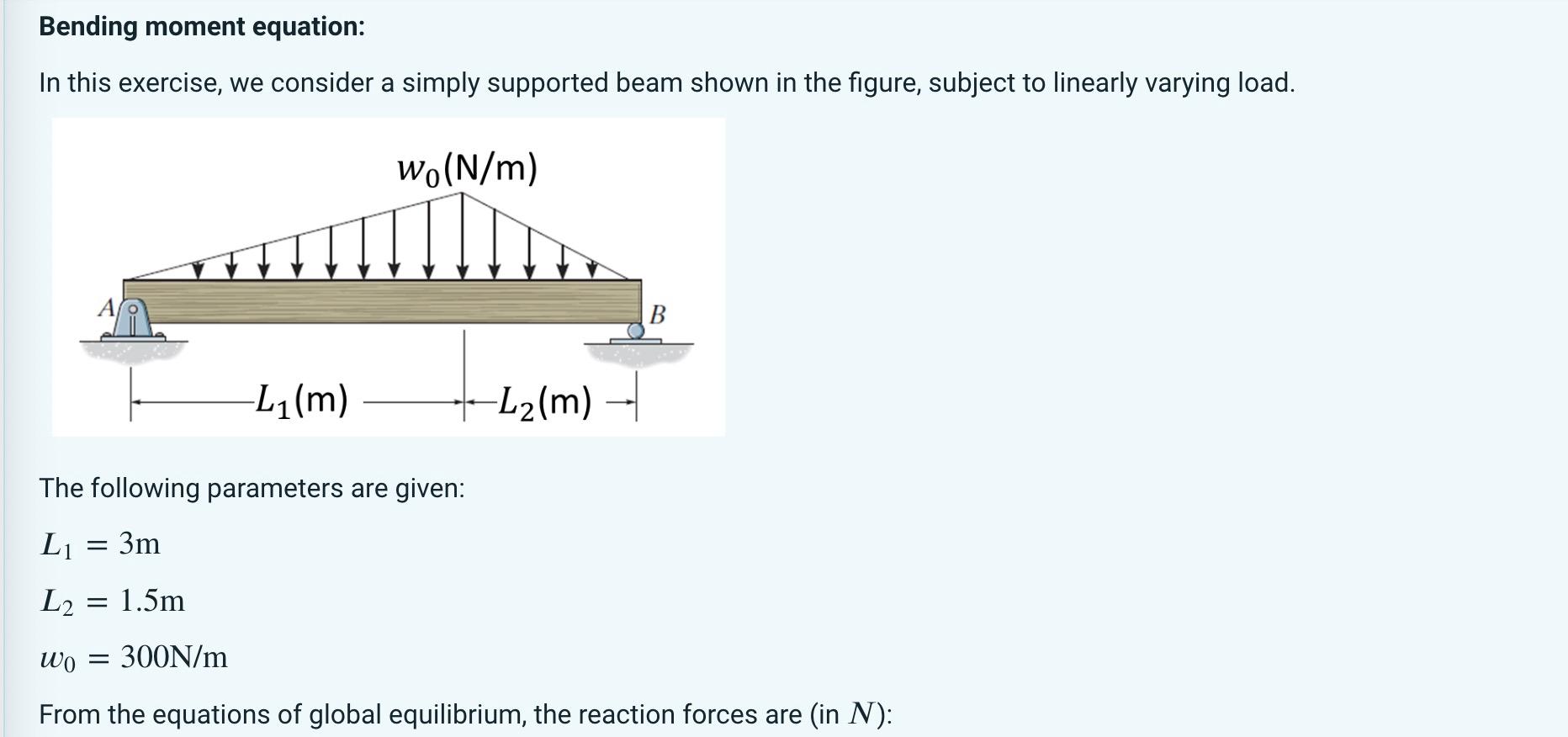 Solved Bending moment equation: In this exercise, we | Chegg.com