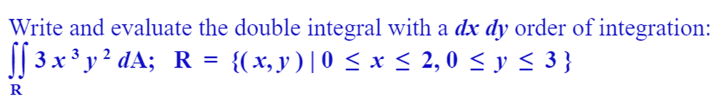 Solved Write and evaluate the double integral with a dxdy | Chegg.com