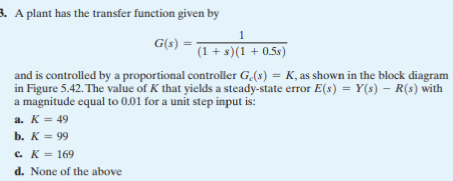 Solved A plant has the transfer function given | Chegg.com