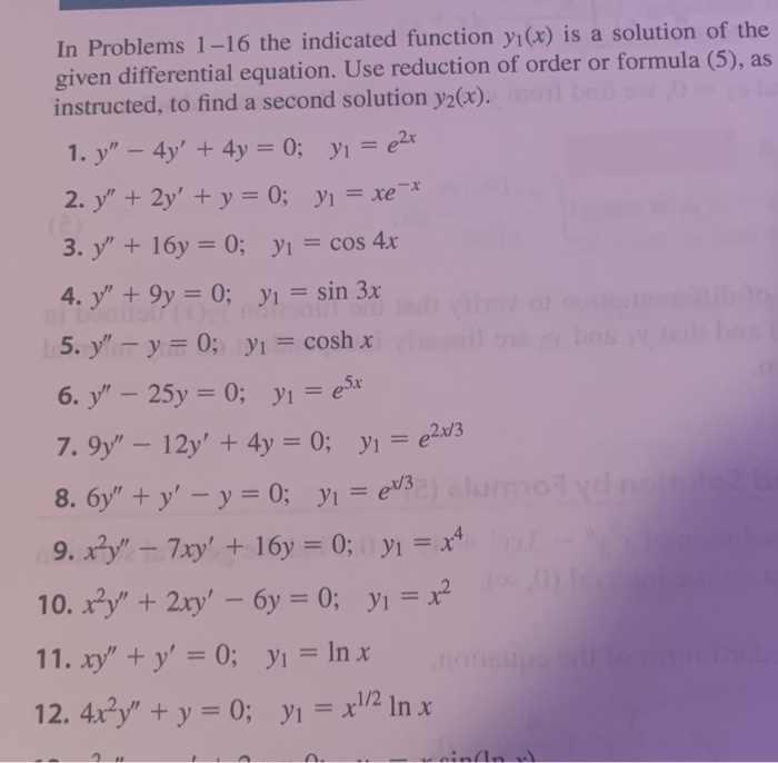 Solved In Problems 1-16 the indicated function y(x) is a | Chegg.com