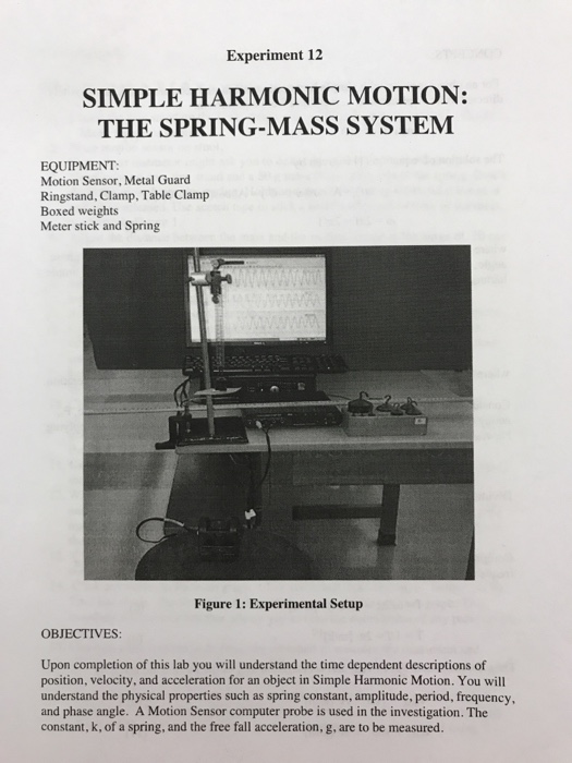 Solved Experiment 12 SIMPLE HARMONIC MOTION: THE SPRING MASS | Chegg.com
