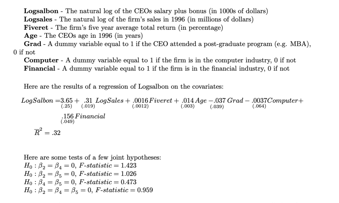 The following data, taken from Forbes Magazine's 1996 | Chegg.com