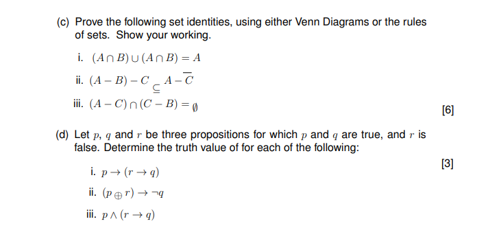 Solved (c) Prove the following set identities, using either | Chegg.com
