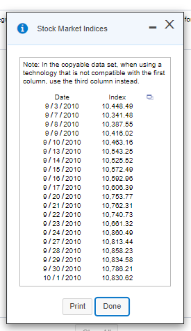 Solved 00 lfo Stock Market Indices -X Note: In the copyable | Chegg.com