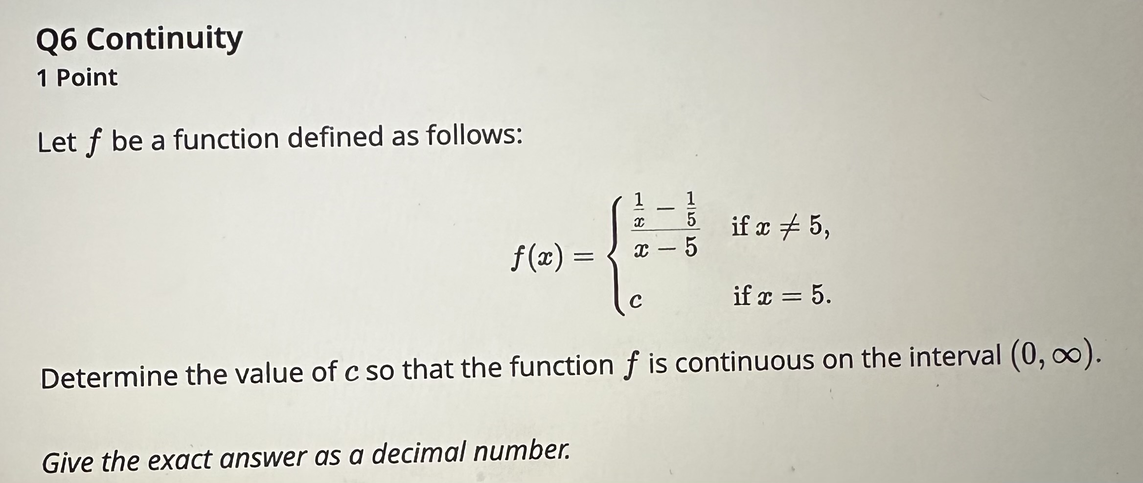 Solved Q6 ﻿Continuity1 ﻿PointLet f ﻿be a function defined as | Chegg.com