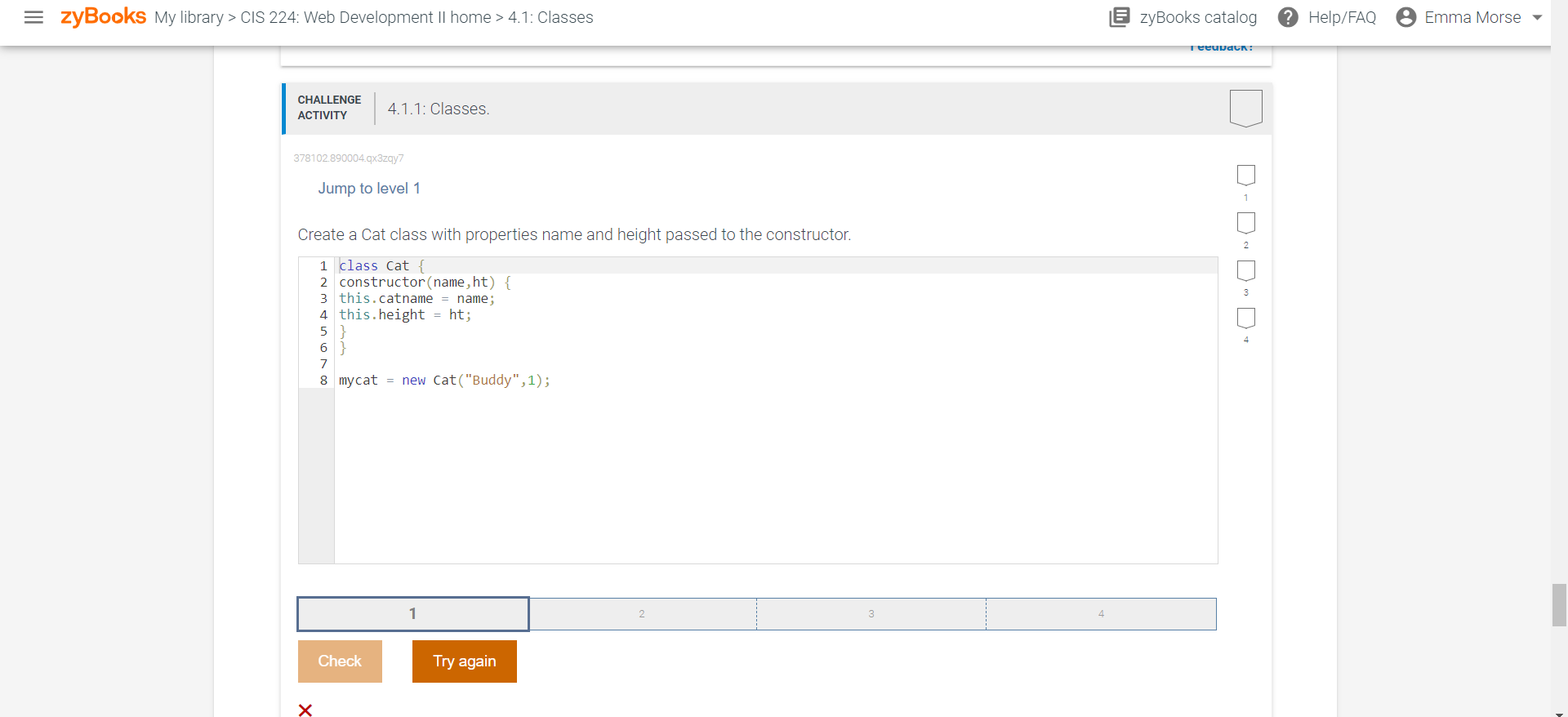 Create a Cat class with properties name and height | Chegg.com