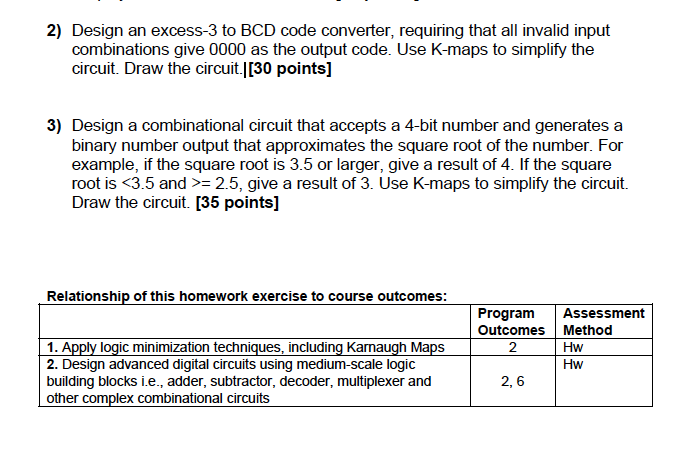 Solved 2) Design an excess-3 to BCD code converter, | Chegg.com