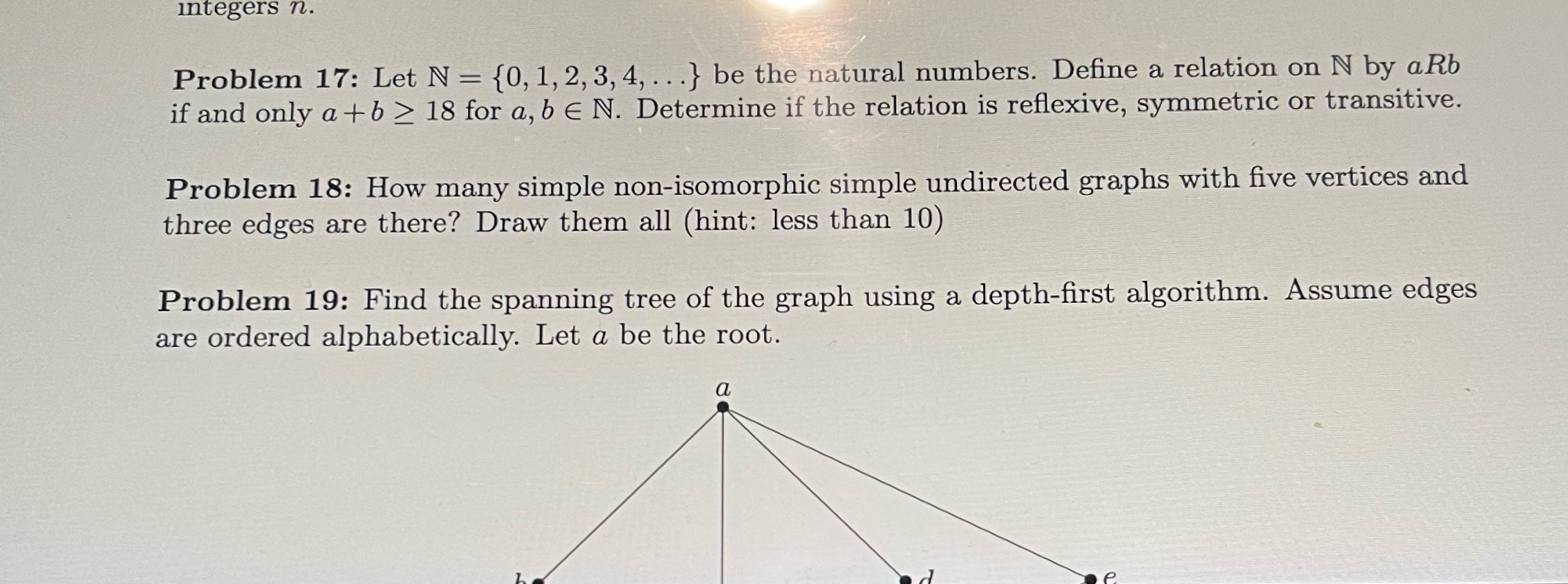 Solved Problem 17: Let N={0,1,2,3,4,…} be the natural | Chegg.com