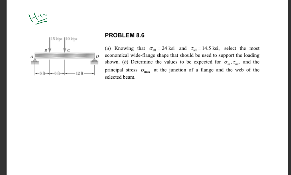 Solved PROBLEM 8.6(a) ﻿Knowing that σall =24ksi and | Chegg.com