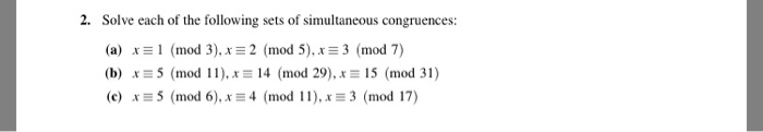 Solved 2. Solve each of the following sets of simultaneous | Chegg.com