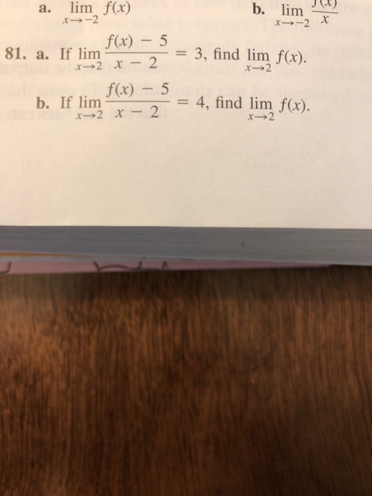 Solved a. lim fx) x→-2 b. lim f(x) - 5 81. a. If lim- = 3, | Chegg.com
