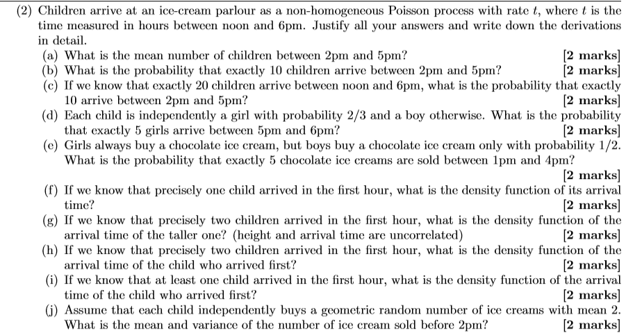 (2) Children arrive at an ice-cream parlour as a | Chegg.com