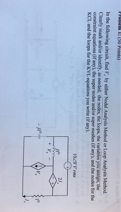 Solved In the following circuit, find V_x by either Nodal | Chegg.com