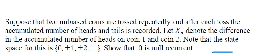 Solved Suppose that two unbiased coins are tossed repeatedly | Chegg.com