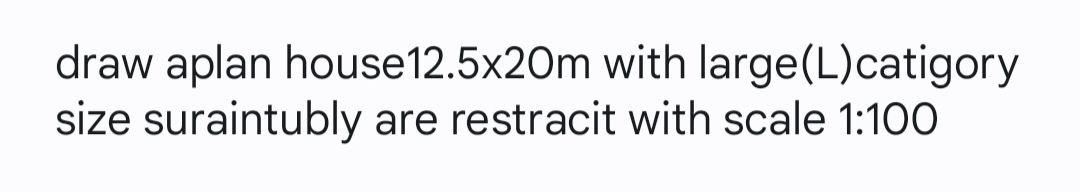 Solved draw aplan house12.5x20m with large(L)catigory size | Chegg.com