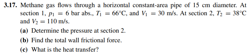 [Solved]: Methane gas flows through a horizontal constant-ar