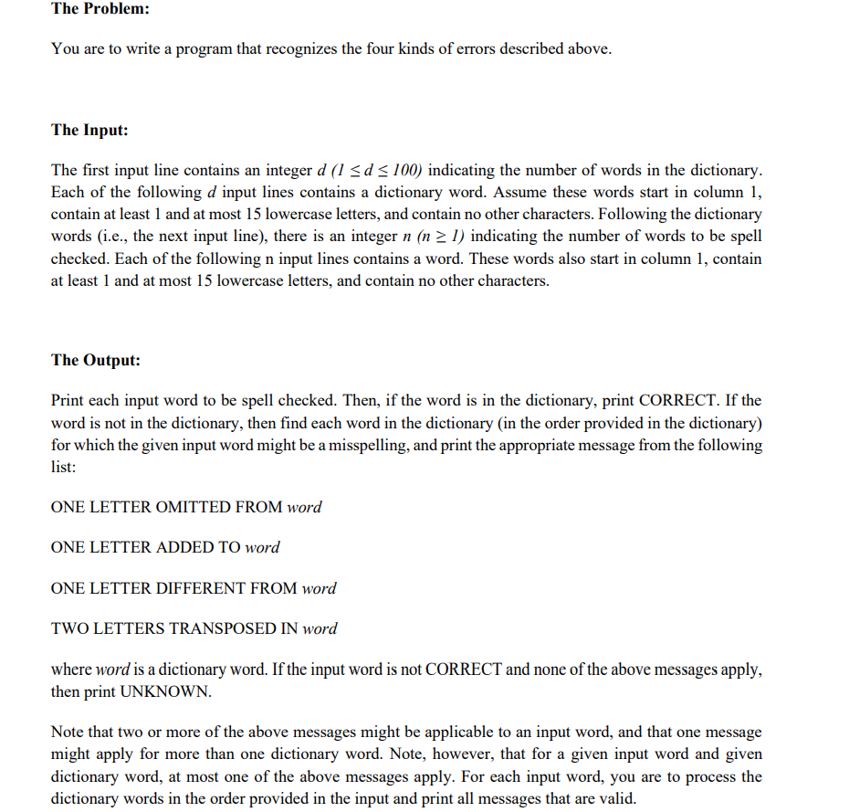 This question is about automatic spelling correction. | Chegg.com