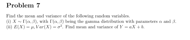 Solved Find the mean and variance of the following random | Chegg.com