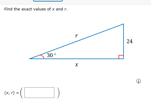 Solved Find the exact values of x ﻿and r.(x,r)=(,) | Chegg.com