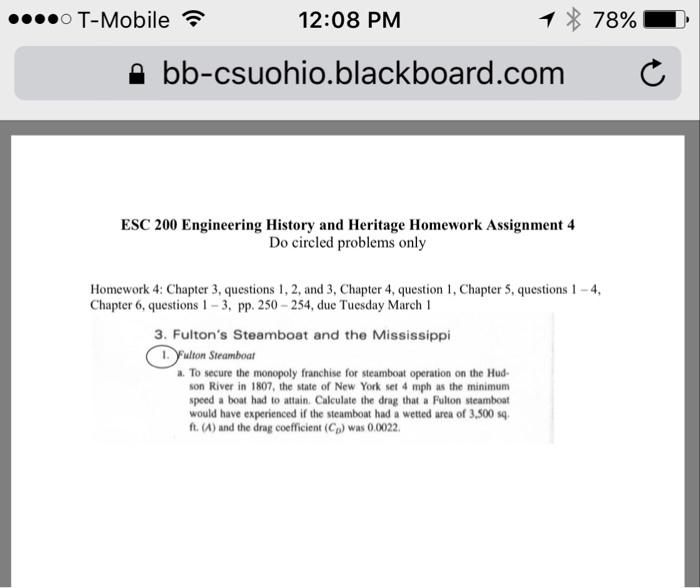 Solved o T-Mobile 12:08 PM イ 78% a bb-csuohio.blackboard.com | Chegg.com