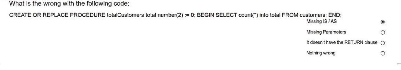 Solved What is the wrong with the following code: CREATE OR | Chegg.com