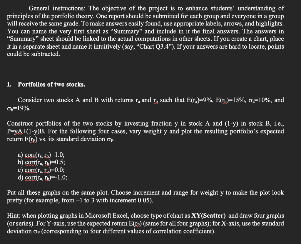 General instructions: The objective of the project is | Chegg.com