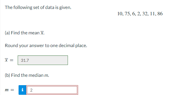Solved The following set of data is | Chegg.com