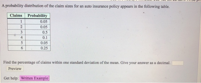 Solved A probability distribution of the claim sizes for an | Chegg.com