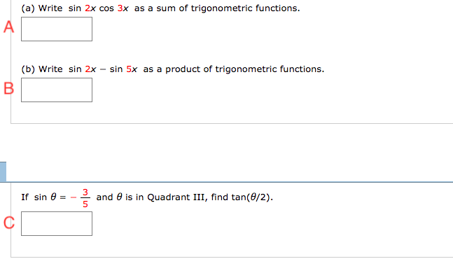 Solved (a) Write sin 2x cos 3x as a sum of trigonometric | Chegg.com