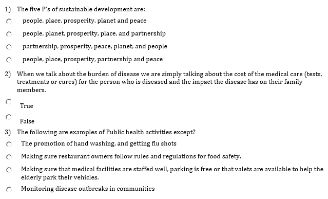 Solved 1) The five P's of sustainable development are: | Chegg.com