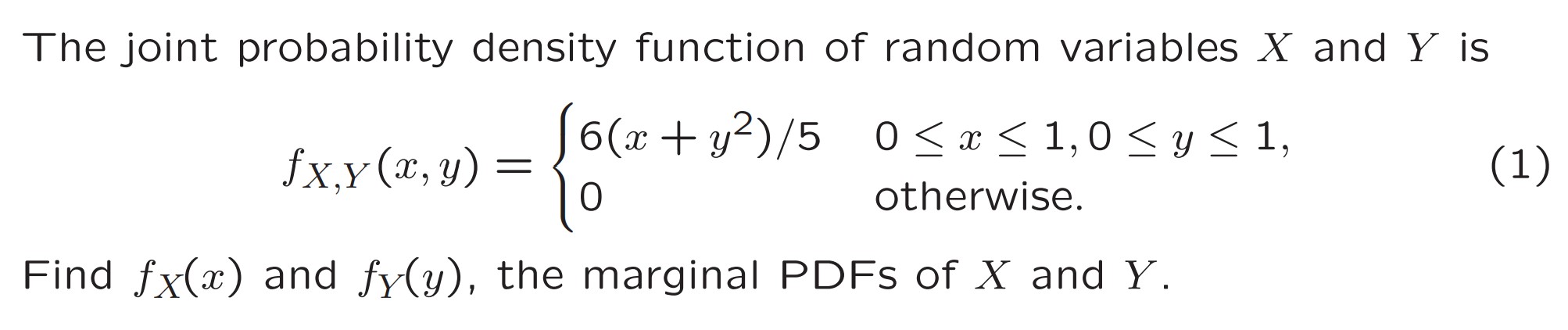 Solved The joint probability density function of random | Chegg.com