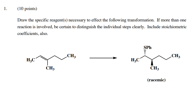 Solved Draw the specific reagent(s) necessary to effect the | Chegg.com