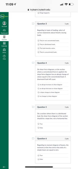 Solved 11:09 .11令E) ivylearn.ivytech.edu Hinge Suports D | | Chegg.com