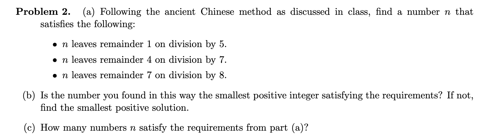 Solved Problem 2. (a) Following the ancient Chinese method | Chegg.com