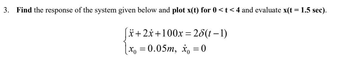 Solved Find the response of ﻿the system given below and plot | Chegg.com