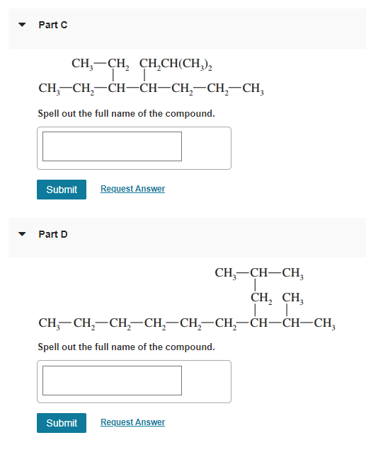 Solved Part C CH-CH, CH2CH(CHỊ), | CH-CH2-CH-CH-CH2-CH2-CH, | Chegg.com