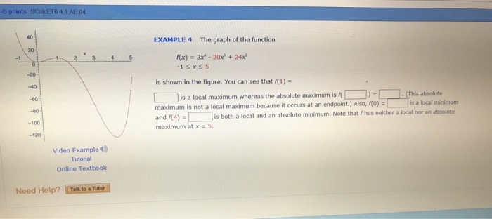 Solved 5 points SCalcET6 4.1 AE 04 40 EXAMPLE4 The graph of | Chegg.com
