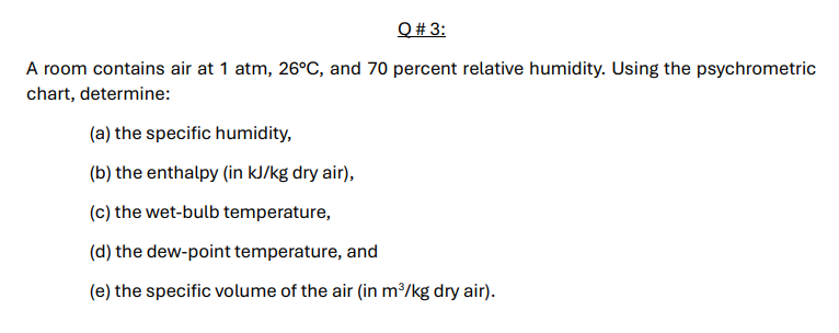 Solved Q ﻿# 3:A room contains air at 1atm,26°CkJkg ﻿dry | Chegg.com
