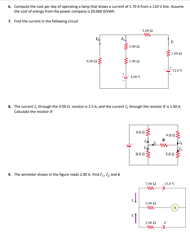 Solved \r\n6. Compute the cost per day of operating a lamp | Chegg.com