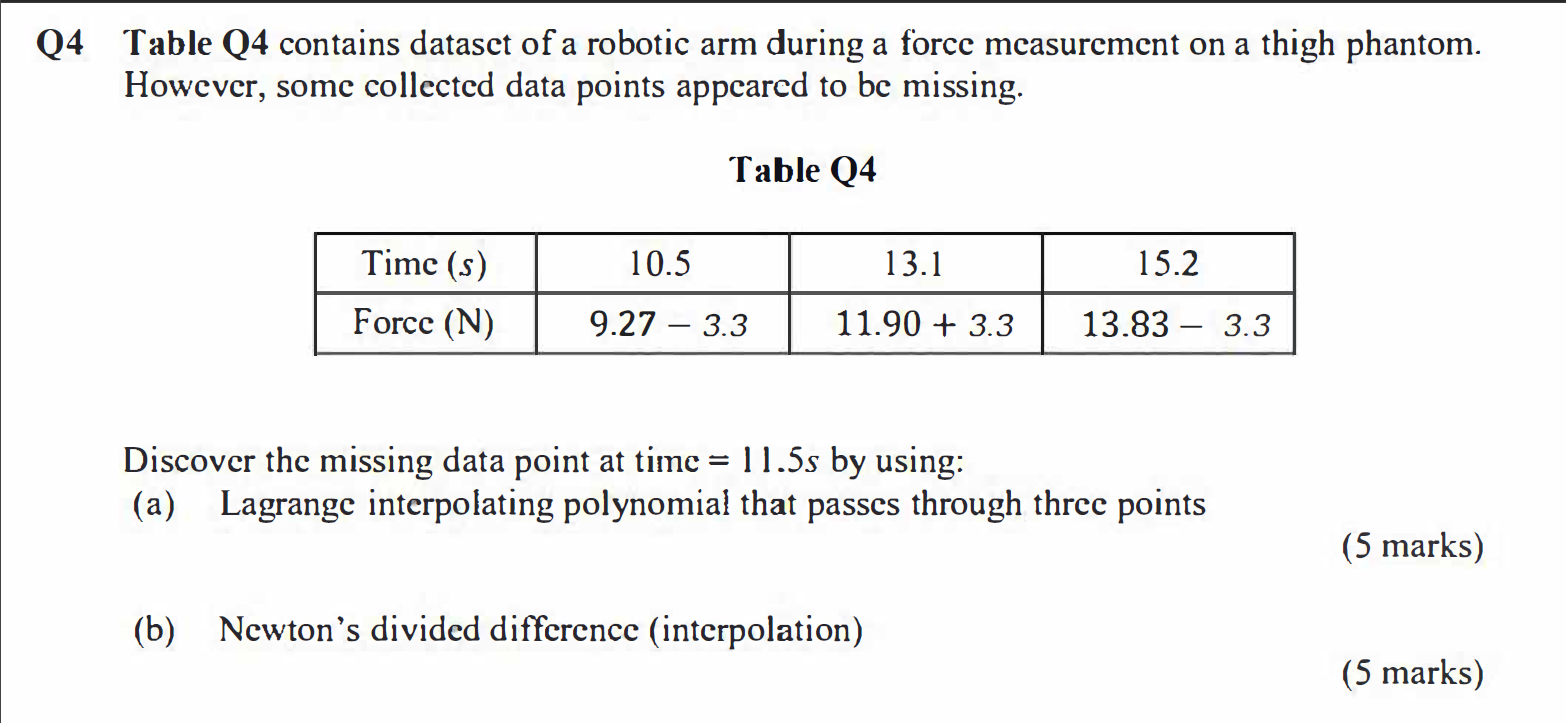 Solved Q4 Table Q4 contains dataset of a robotic arm during | Chegg.com