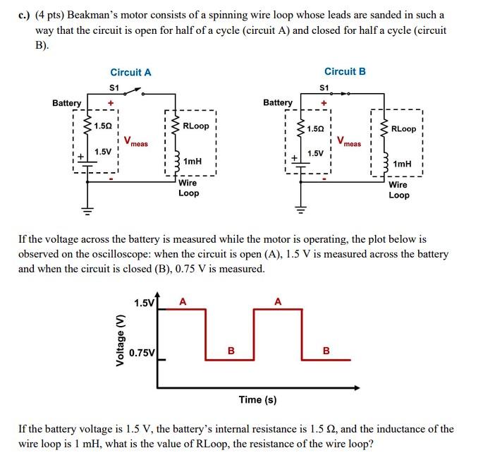 Solved c.) (4 pts) Beakman's motor consists of a spinning | Chegg.com