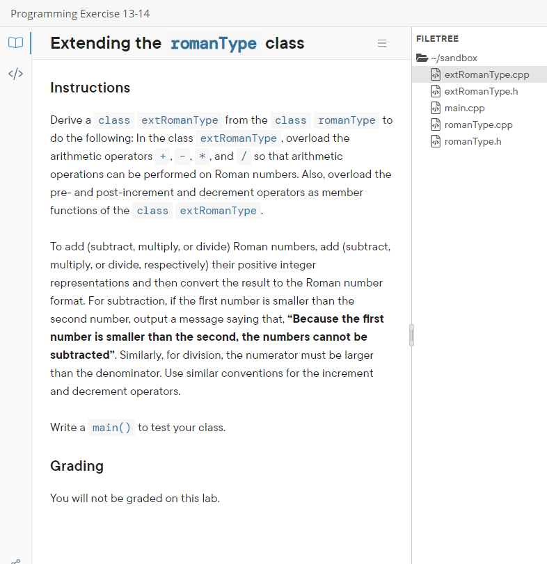 Solved Programming Exercise 13-14 0 Arithmetic with Roman | Chegg.com