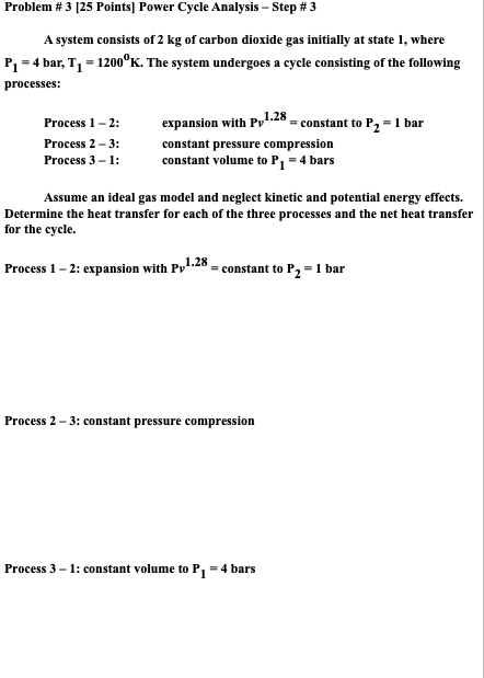 Solved Problem #2 [30 Points Power Cycle Analysis - Step #2 | Chegg.com